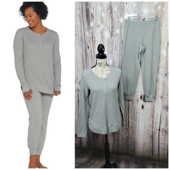 AnyBody | Intimates & Sleepwear | Anybody Gray Cozy Waffle Knit Pajama ...